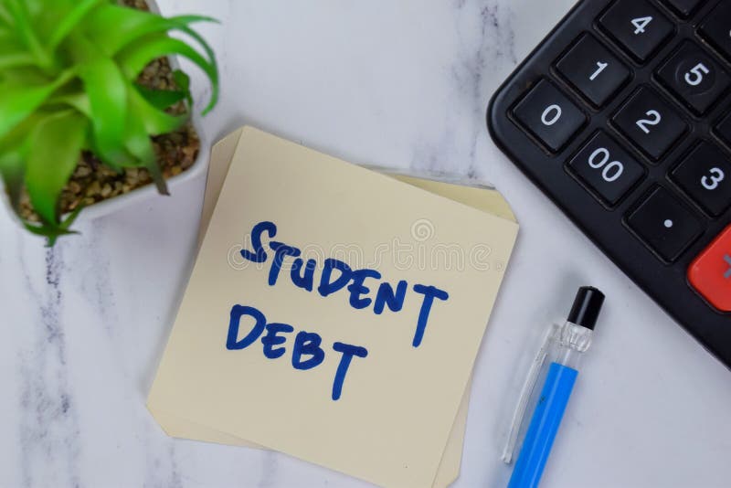 Student Debt Write on Sticky Notes Isolated on Wooden Table Stock Image ...