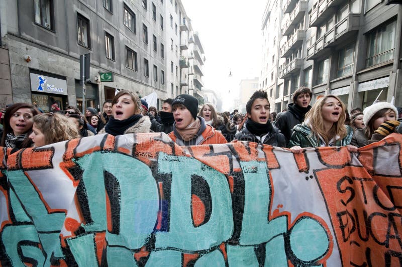 Student Demonstration in Milan December 14, 2010 Editorial Stock Image ...