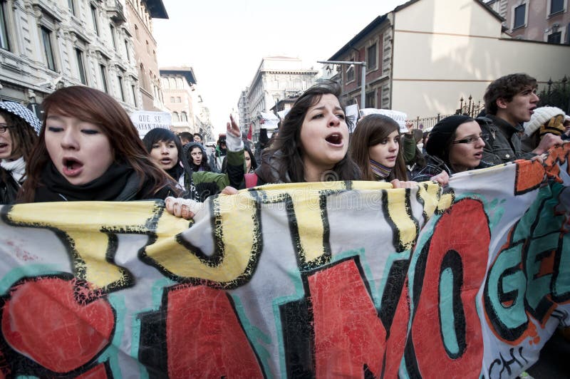Student Demonstration in Milan December 14, 2010 Editorial Photo ...