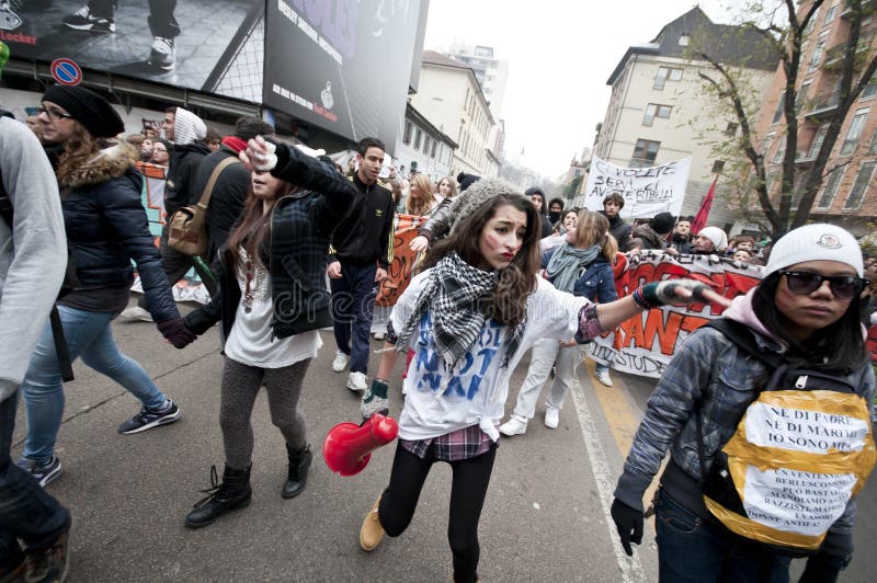 Student Demonstration in Milan December 14, 2010 Editorial Stock Image ...