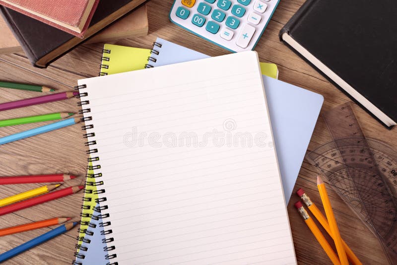 Student Desk Blank Open Notebook, Studying, Homework Concept, Copy ... Student Desk Blank Open Notebook, Studying, Homework Concept, Copy ...