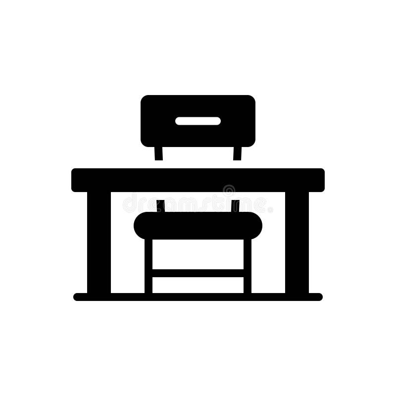 Black Solid Icon for Student Desk, Furniture and Table Stock Vector ...