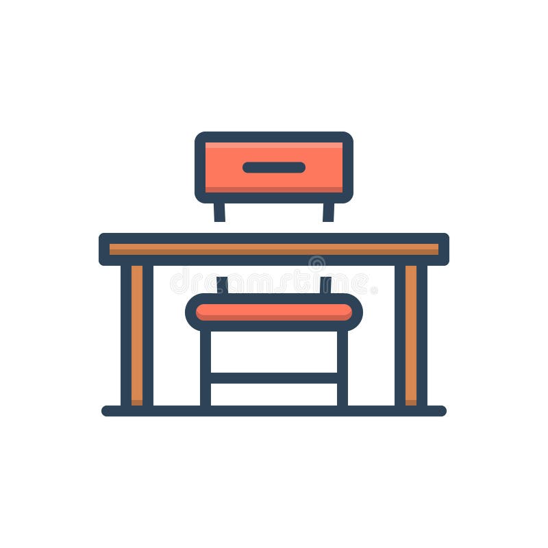 Color Illustration Icon for Student Desk, Student and Table Stock ...