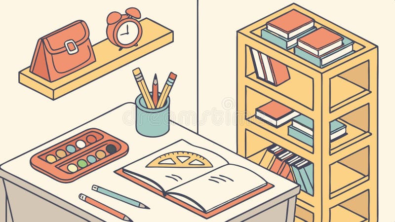 Student Desk with Lamp, Study Area, Learning Space, and Home School ...