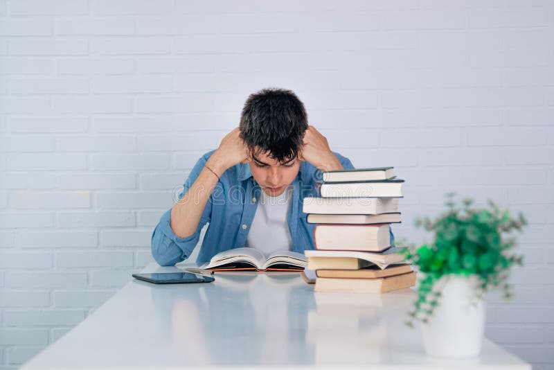 Student at the desk stock photo. Image of learn, exam - 226701222
