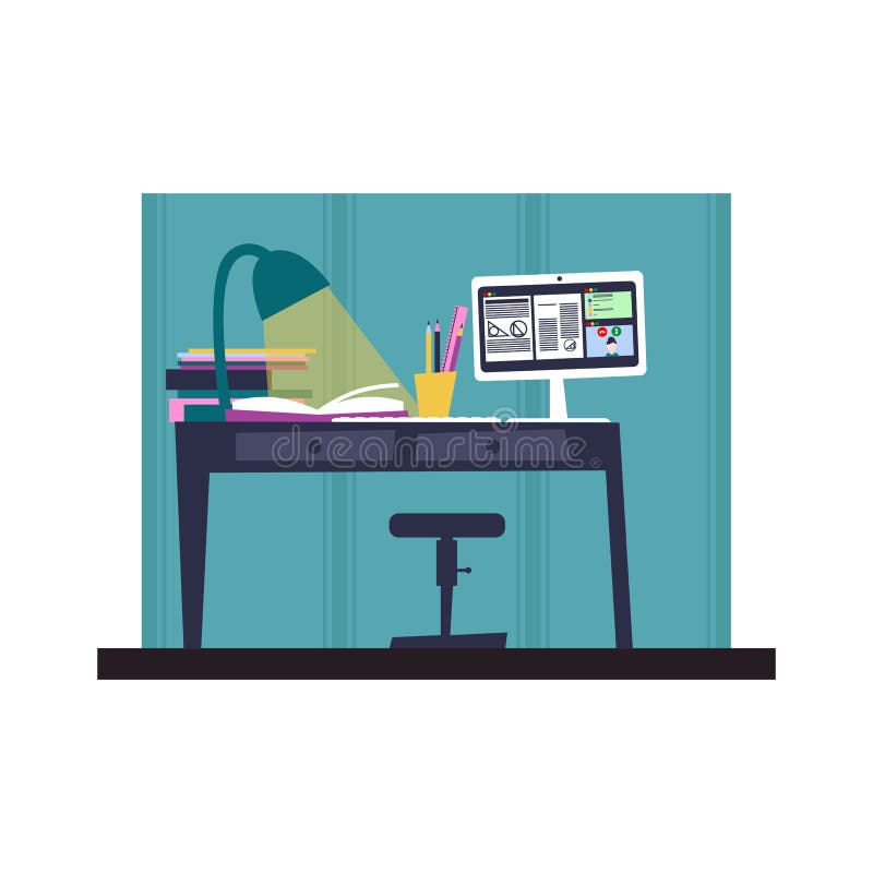 Student s desktop stock vector. Illustration of vector - 12458978