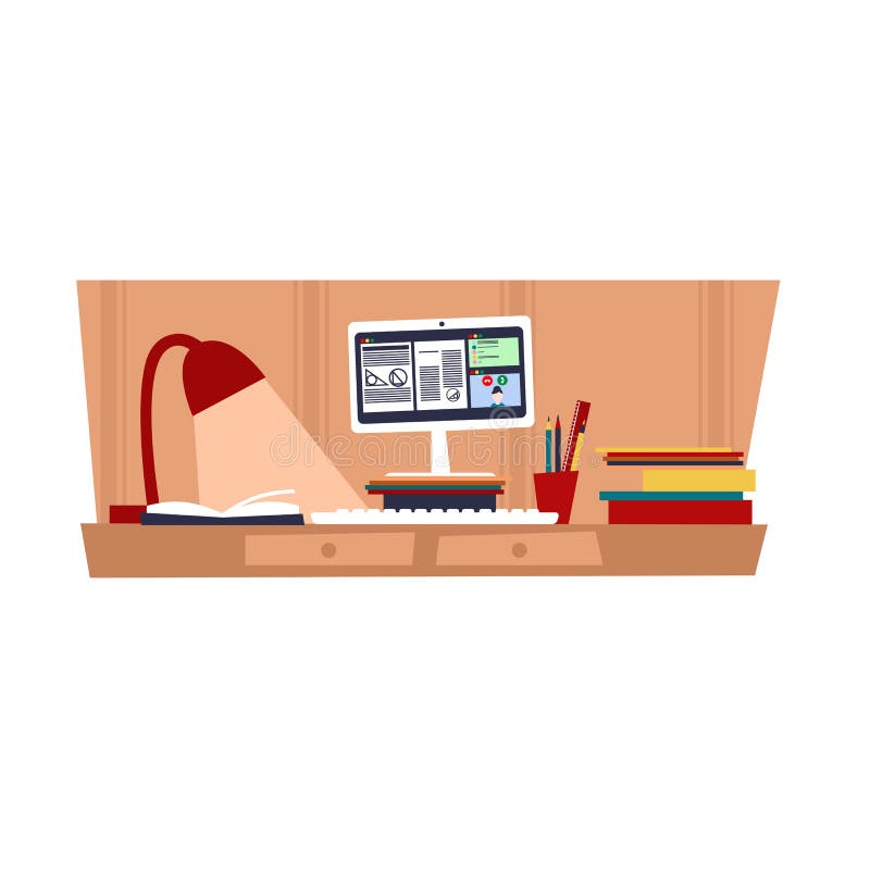 Student s desktop stock vector. Illustration of vector - 12458978