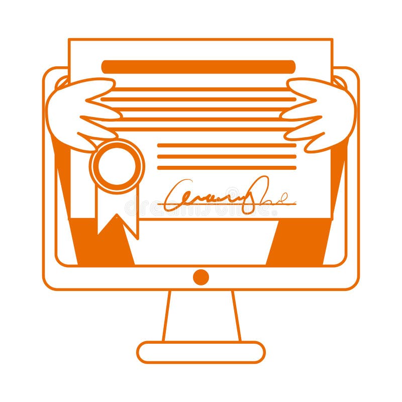 Student with Diploma in Computer Home Education Line Color Style Icon ...