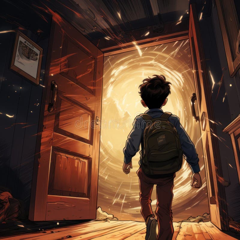 Student Discovering a Hidden Door in School AI Generated Stock ...