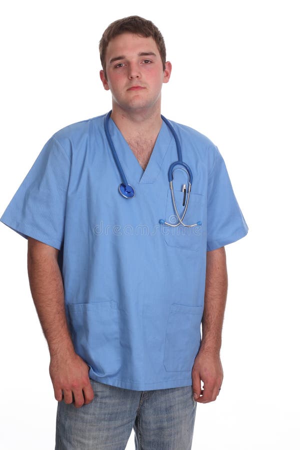Student Doctor in Scrubs and with Stethoscope Stock Image - Image of ...
