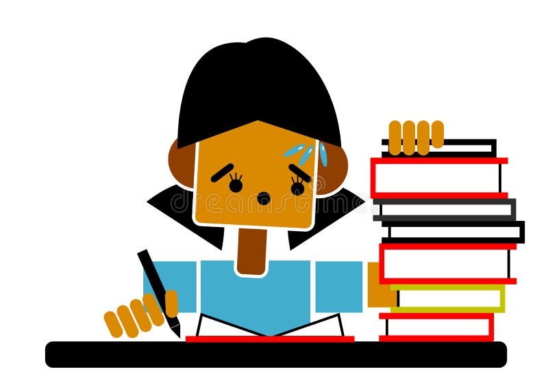 Student doing homework stock illustration. Illustration of female ...