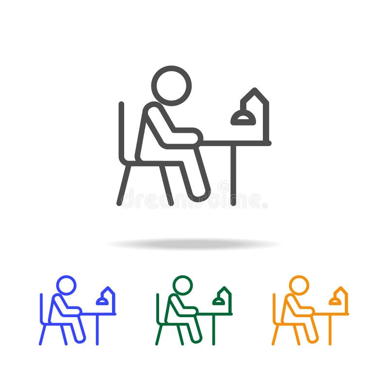 Student Doing Homework Icons. Element of Edecation for Mobile Concept ...