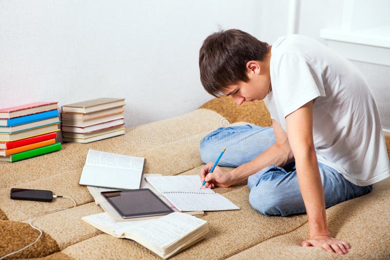 Student doing Homework stock photo. Image of heap, domestic - 111842292