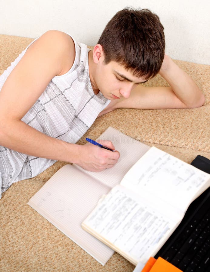 Student doing Homework stock photo. Image of home, interior - 63114500