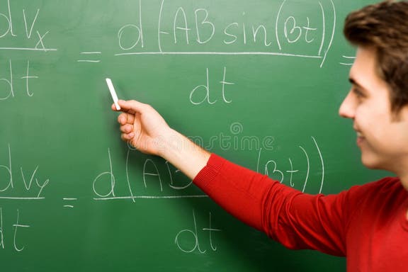 Student Doing Math on Chalkboard Stock Photo - Image of college, school ...