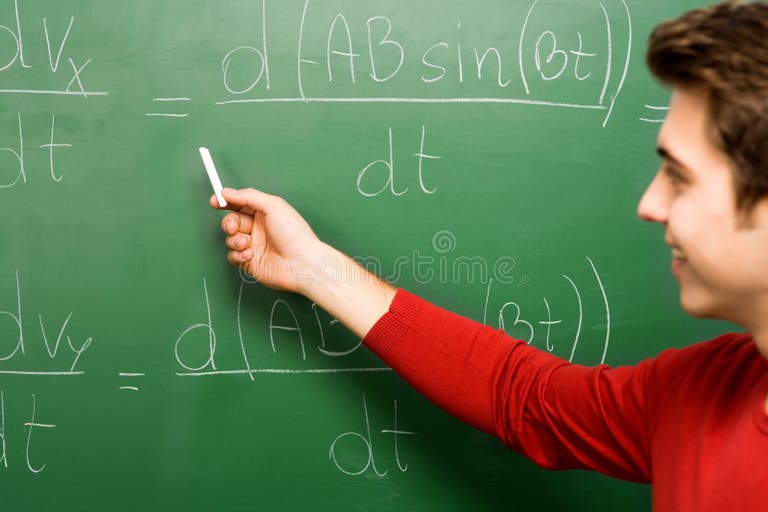 Student Doing Math on Chalkboard Stock Photo - Image of college, school ...