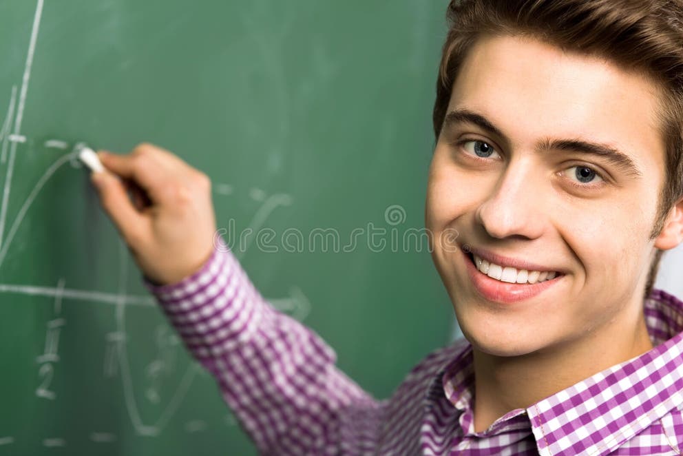 Student Doing Math on Chalkboard Stock Photo - Image of algebra ...