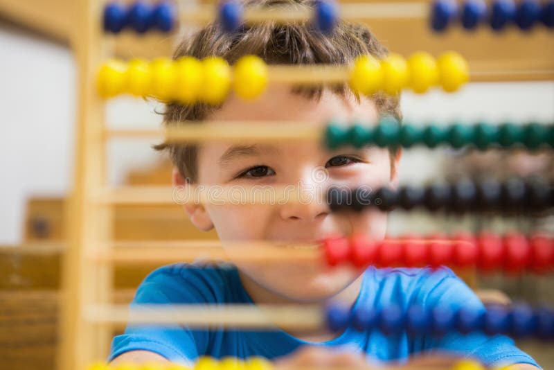 Student Doing Maths on Abacus Stock Photo - Image of school, pupil ...
