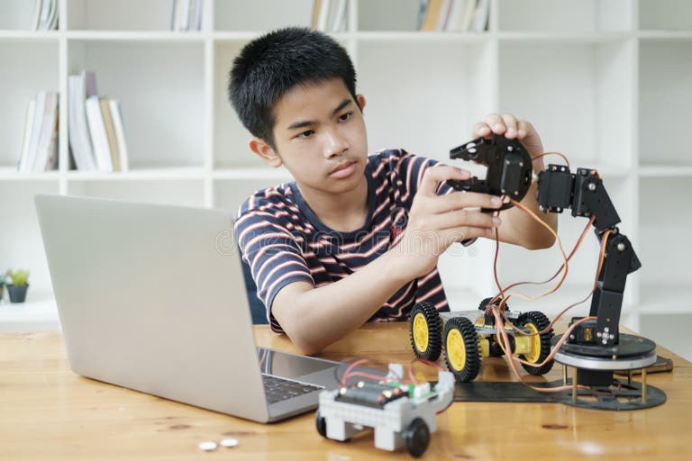 Student Doing Robot Project in Science Technology of Robotics ...