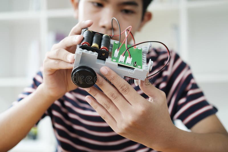 Student Doing Robot Project in Science Technology of Robotics ...