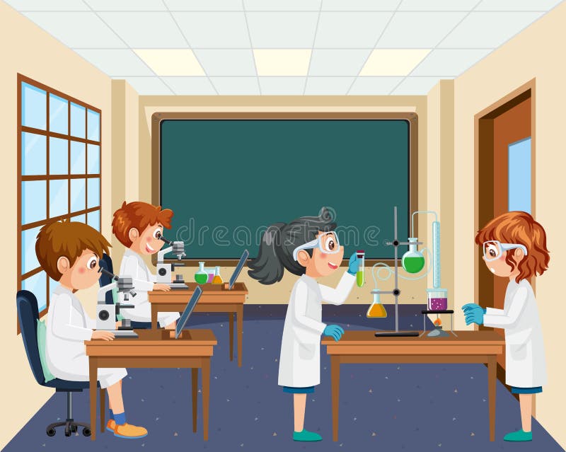 Student Doing Science Experiment in Laboratory Stock Vector ...