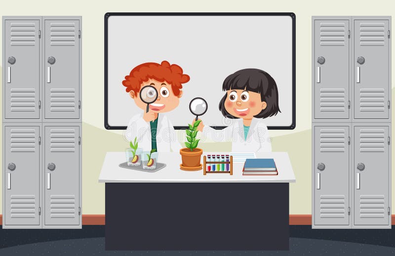 Student Doing Science Experiment in Laboratory Stock Vector ...