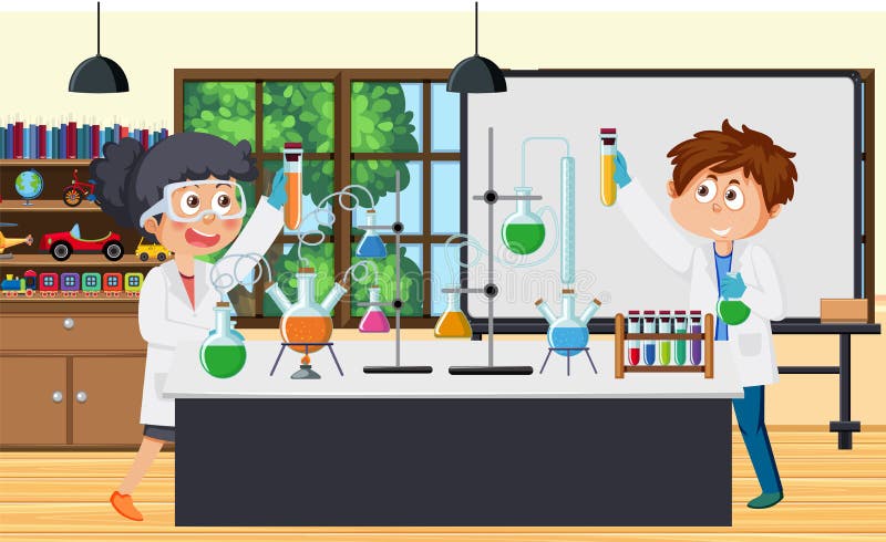 Student Doing Science Experiment in Laboratory Stock Vector ...