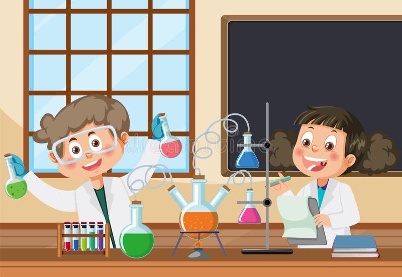 Student Doing Science Experiment in Laboratory Stock Vector ...