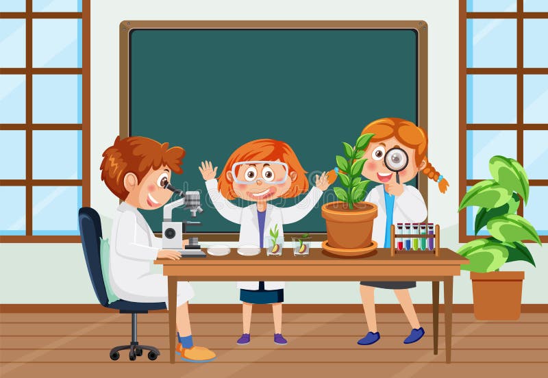 Student Doing Science Experiment in Laboratory Stock Vector ...