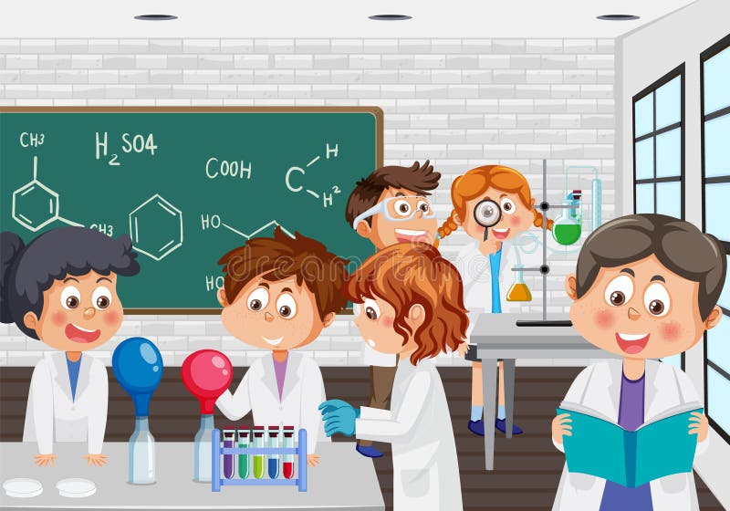 Student Doing Science Experiment in Laboratory Stock Vector ...