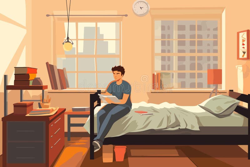 Student in the Dorm Isolated Vector Style Illustration Stock Vector ...