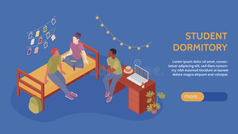 Student Dormitory Horizontal Banner Stock Illustration - Illustration ...