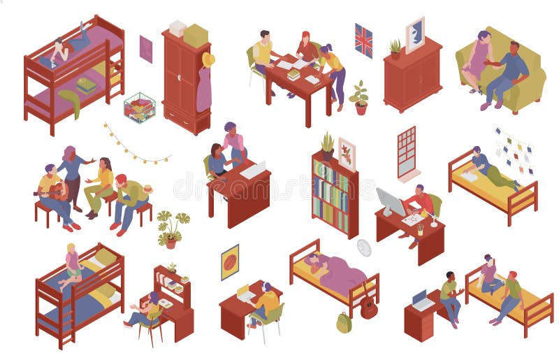 Student Dormitory Room Infographics Stock Vector - Illustration of ...