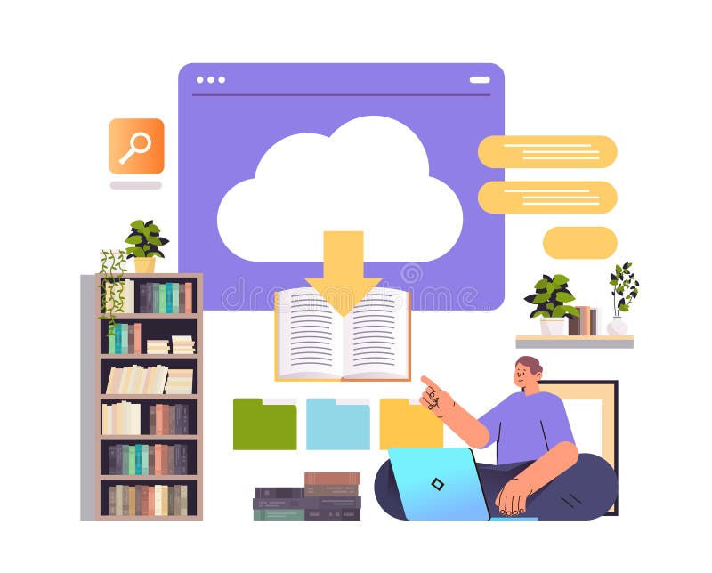 Student Downloading Course Material from Virtual Cloud Online Education ...