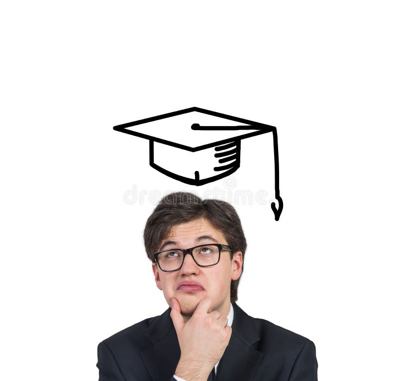 Student in Drawing Bachelor Hat Stock Image - Image of motivation ...
