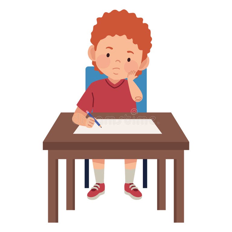Student Drawing at Desk Icon Stock Illustration - Illustration of ...
