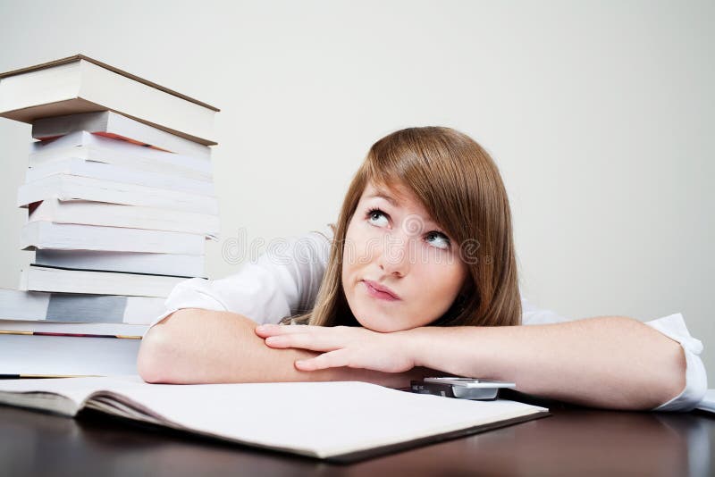 Student dreaming stock image. Image of indoors, girl - 11813163