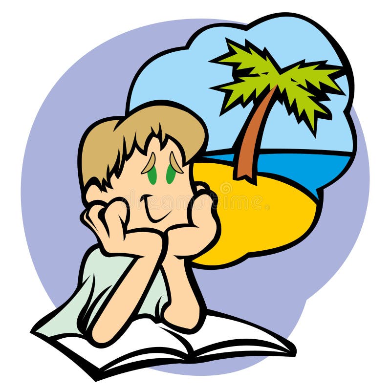 Student Dreaming about the Book. Ideal for Educational Stock Vector ...