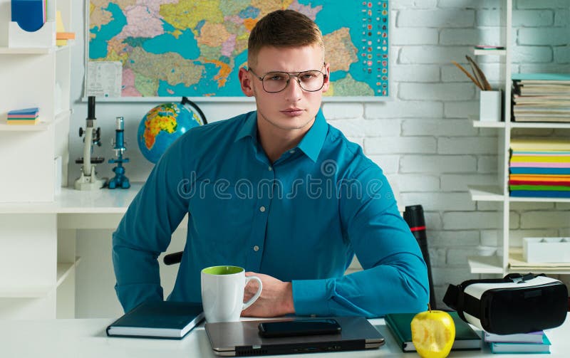 Student Drinking Coffee. Education, Technology, Freelance, Overwork and ...