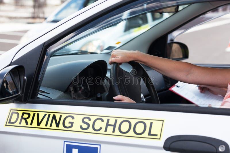 Student Driver. Learning To Drive a Car. Driving School. Stock Image ...