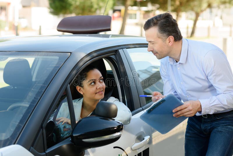 Student Driver Talking To Teacher Stock Image - Image of checklist ...