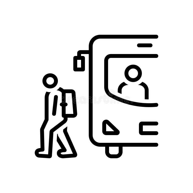 Black Line Icon for Student Drop, School Bus and Walk Stock Vector ...