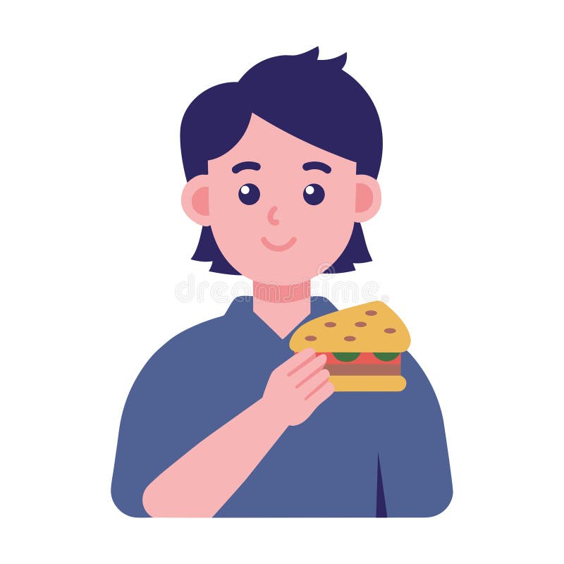 Student Eating Burger Icon stock illustration. Illustration of icon ...