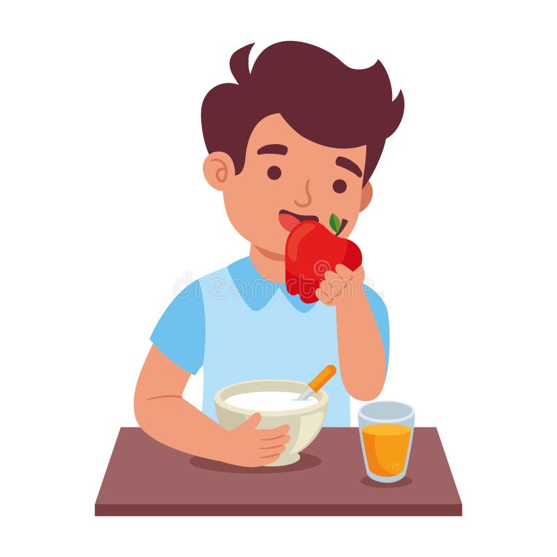 Student Eating Food with Drink Stock Vector - Illustration of design ...