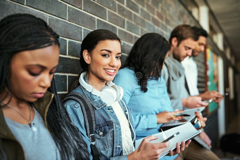 Student, Education and Portrait with Mobile for Assignment, Grades or ...