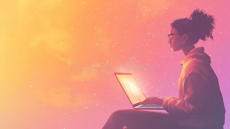 Student Engaged in Innovative Virtual Learning with AI Assistance while ...