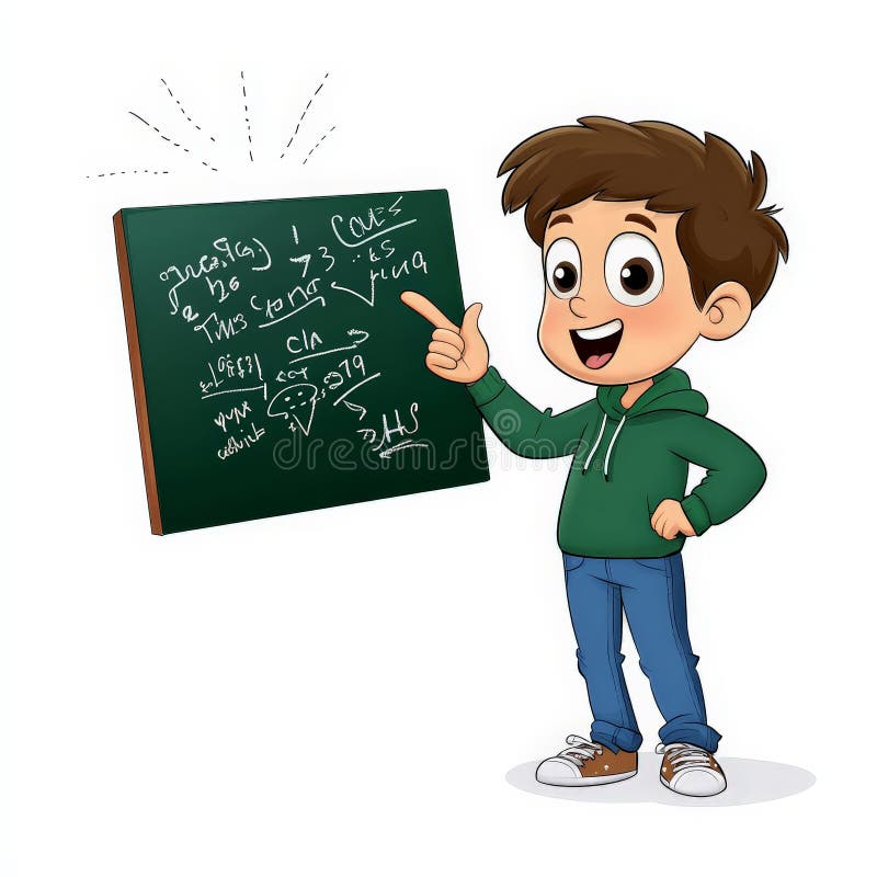 Student Engaged in Learning with Chalkboard Illustration Stock ...