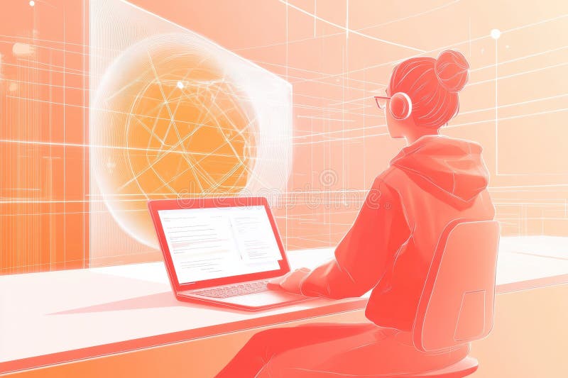 Student Engaged in Virtual Learning with AI Technology and Interactive ...