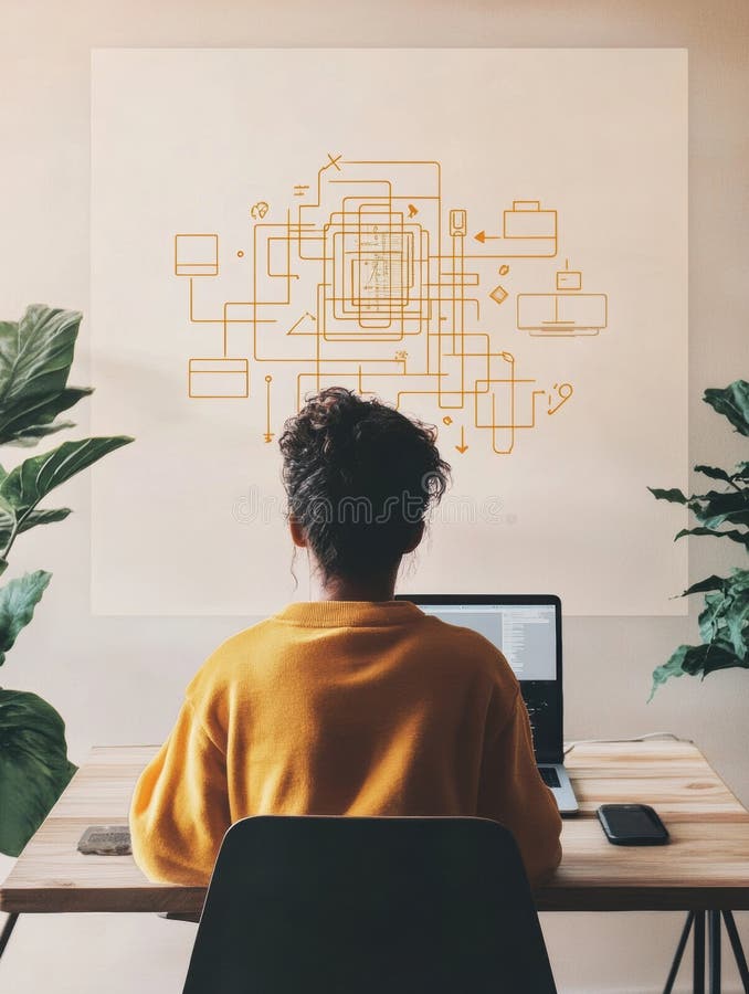 Student Engaged in Virtual Learning with AI Technology on Laptop in a ...