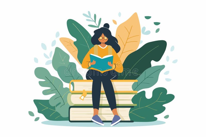 Student Engaged in Virtual Learning Isolated Stock Vector ...